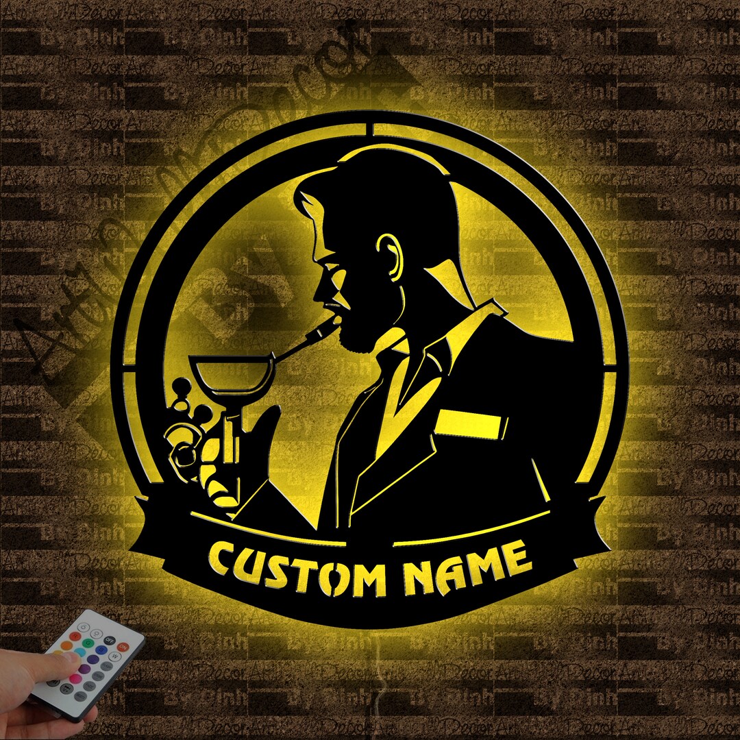 Personalized Bartender Metal Wall Art LED Light, Bartender Metal Sign ...
