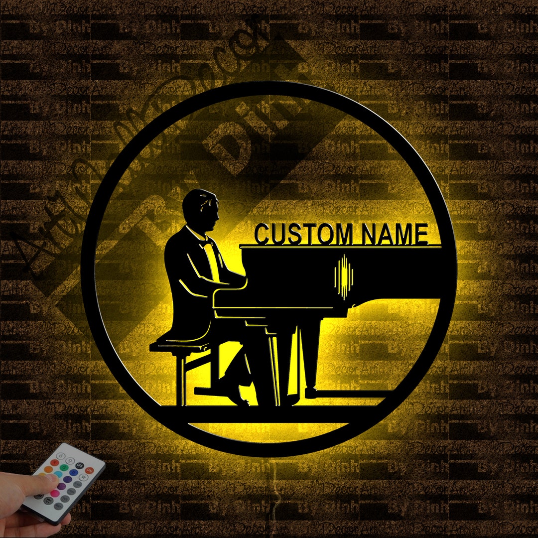 Personalized Piano Player Metal Sign LED Light Pianist Name Sign ...