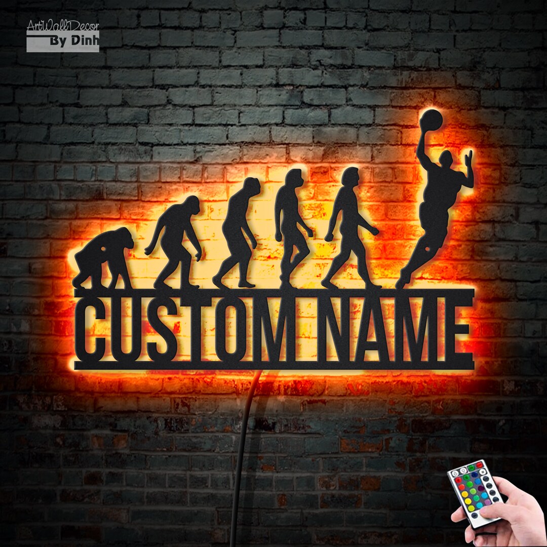Evolution of Basketball Personalized Metal Sign With LED Custom Player ...