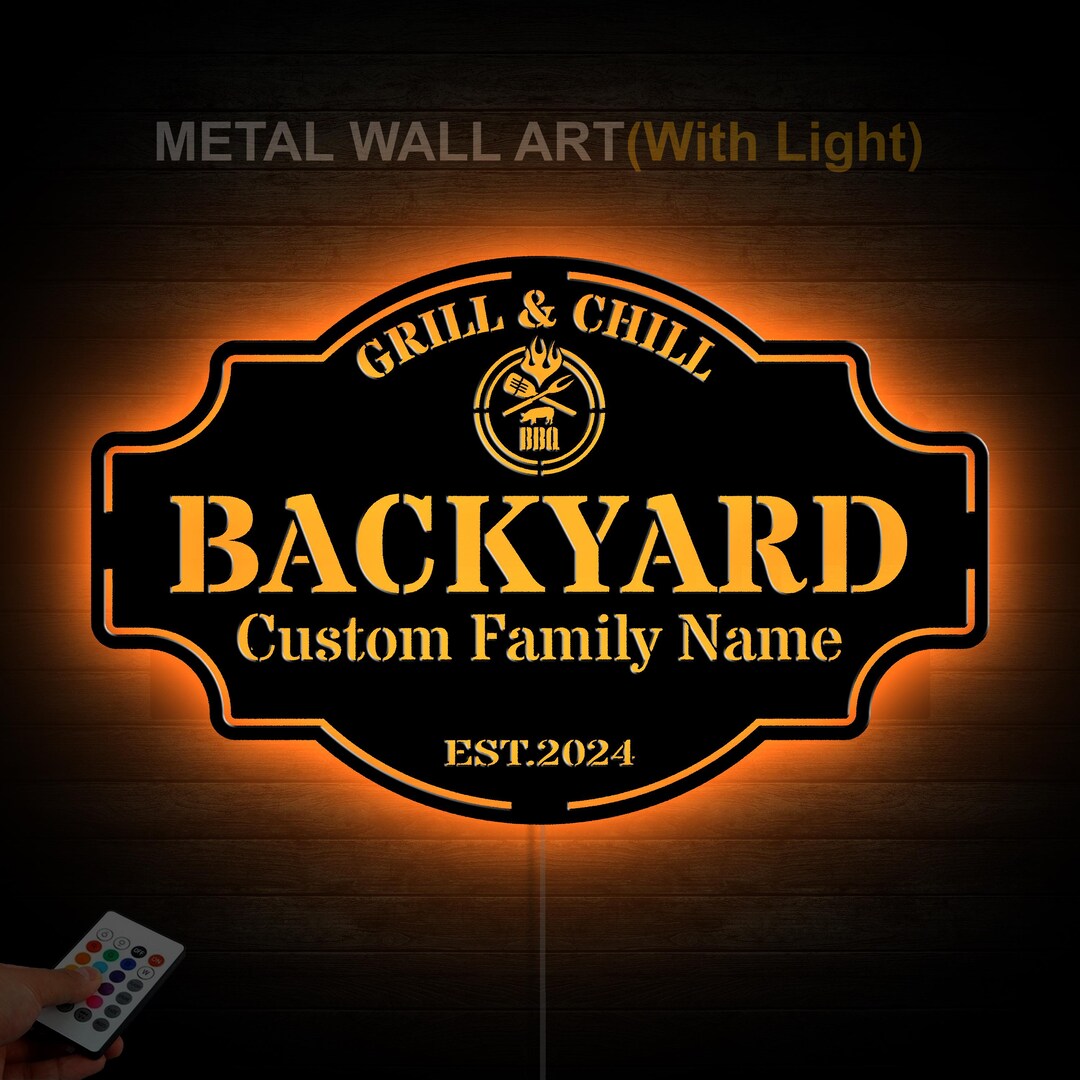 Personalized Backyard Metal Sign Bar Grill Sign Grill Metal Sign Bar ...