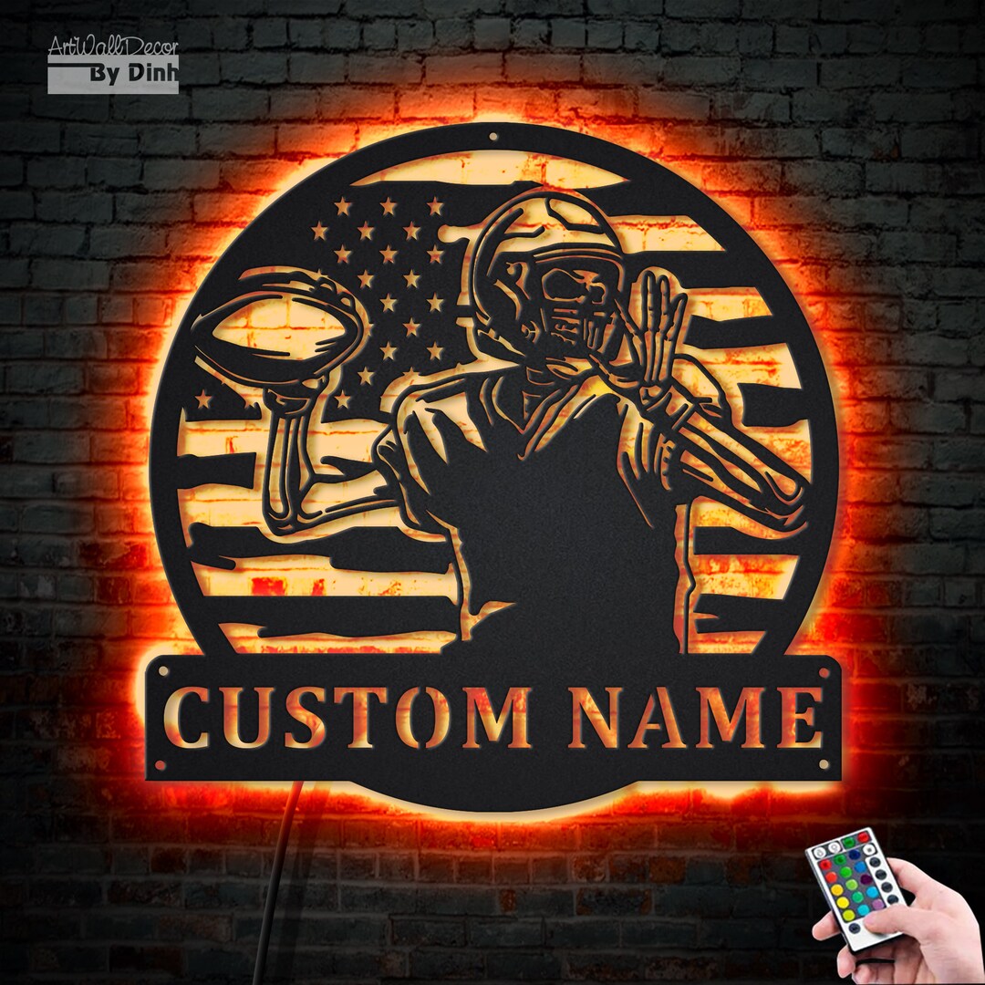 Skeleton Quarterback LED Metal Sign With Name - Ideal for Kid’s Room ...