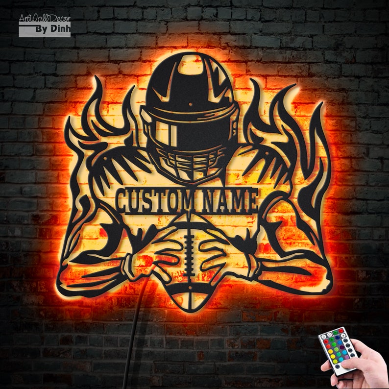 American Lineman Football LED Metal Sign With Name Ideal for - Etsy
