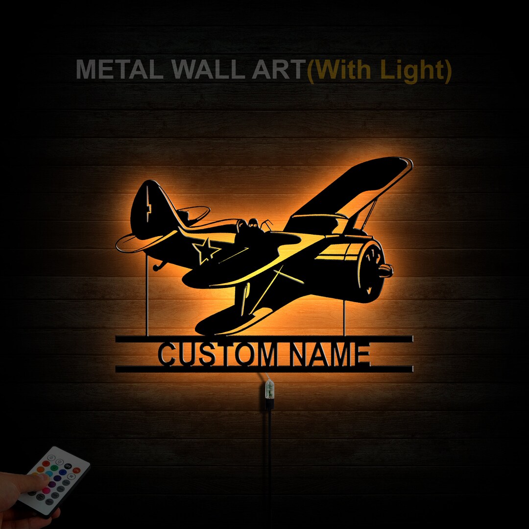 Custom Aircraft Metal Sign Led, Airplane Metal Wall Art, Pilot Name ...
