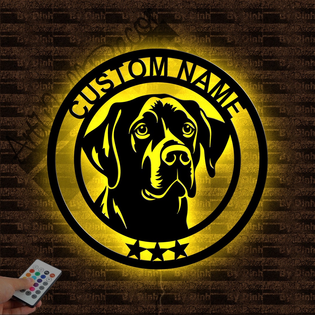 Personalized Labrador Retriever Dog Metal Sign LED Light, Dog Metal ...