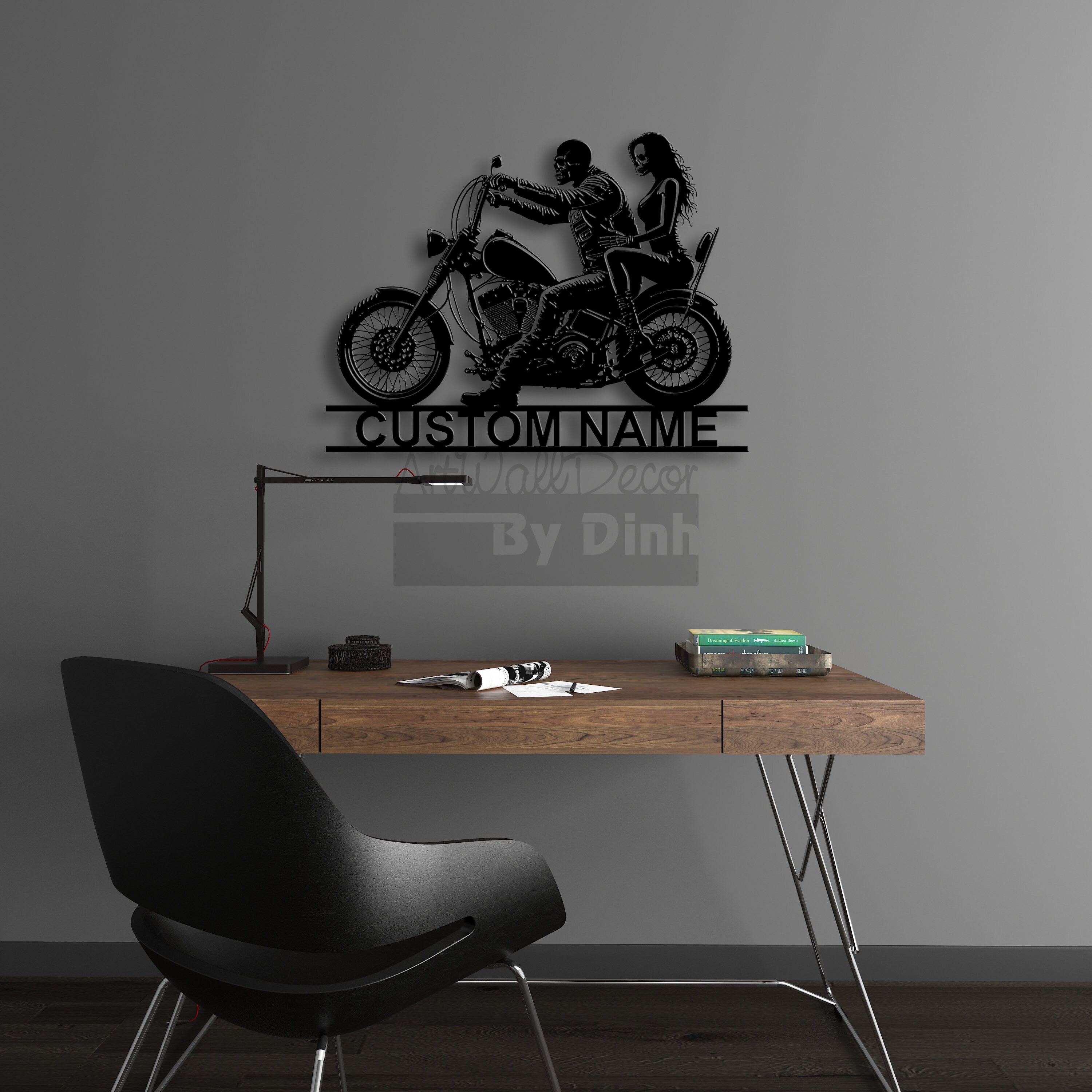 Custom Chopper Garage Sign LED Light Motorbike Garage Name Sign Chopper ...
