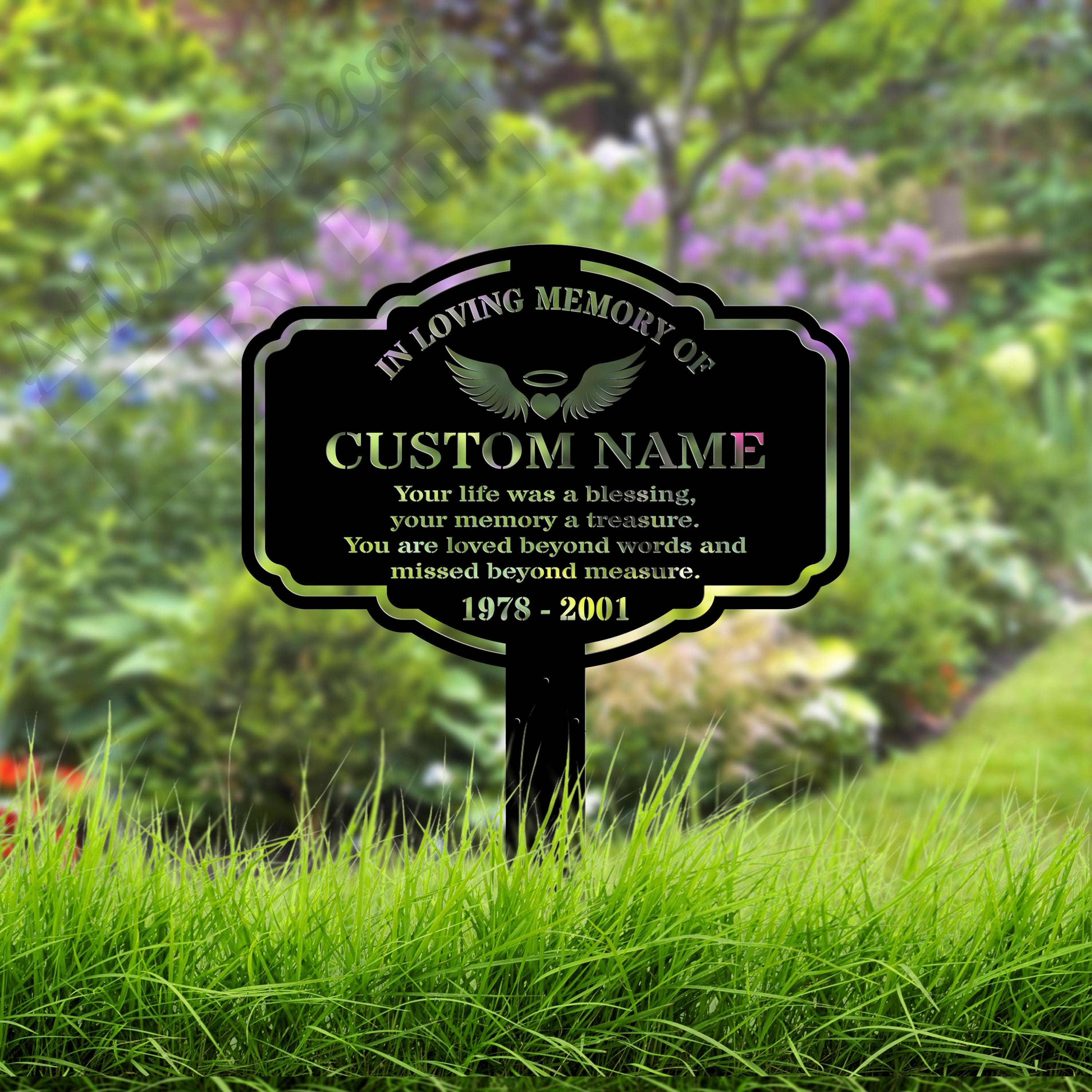 Custom Memorial Grave Marker, Personalized Plaque Stake, Remembrance ...