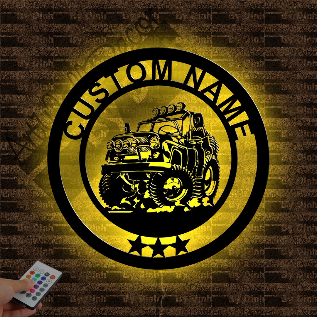 Personalized off Road Metal Wall Art LED Light, Custom off Road Metal ...