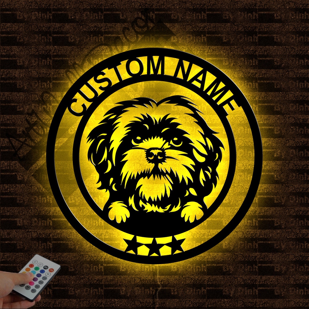 Custom Shih Tzu Dog Metal Sign LED Light, Dog Metal Wall Art, Dog Wall ...