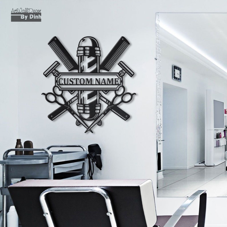 LED Lighted Metal Wall Art for Hair Salon Decor - Customized Name Sign ...
