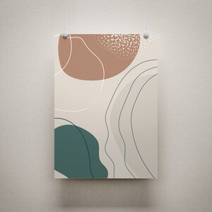 Printable Wall Art Abstract Shapes, Neutral Brown Green Abstract ...