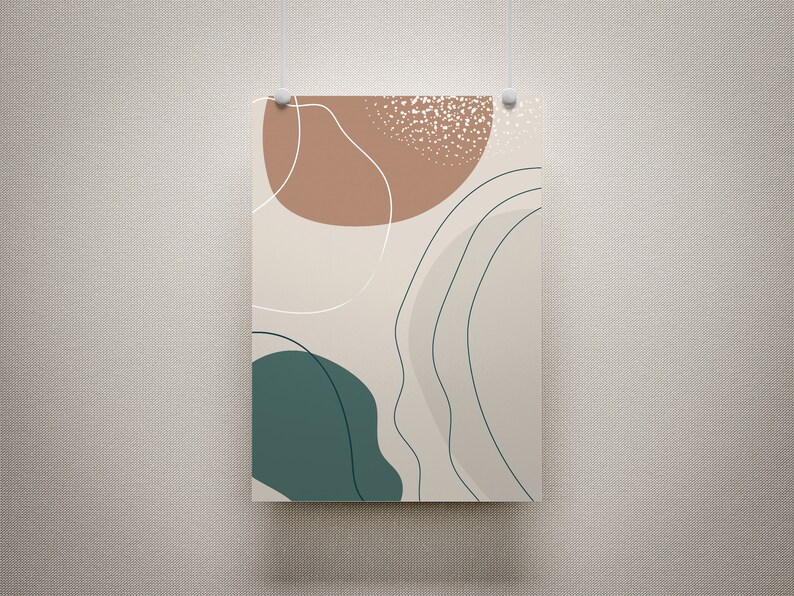 Printable Wall Art Abstract Shapes, Neutral Brown Green Abstract ...