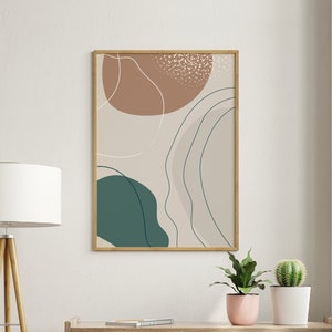 Printable Wall Art Abstract Shapes, Neutral Brown Green Abstract ...