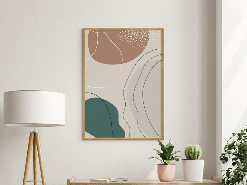 Printable Wall Art Abstract Shapes, Neutral Brown Green Abstract ...