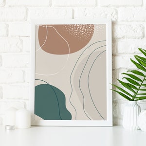 Printable Wall Art Abstract Shapes, Neutral Brown Green Abstract ...