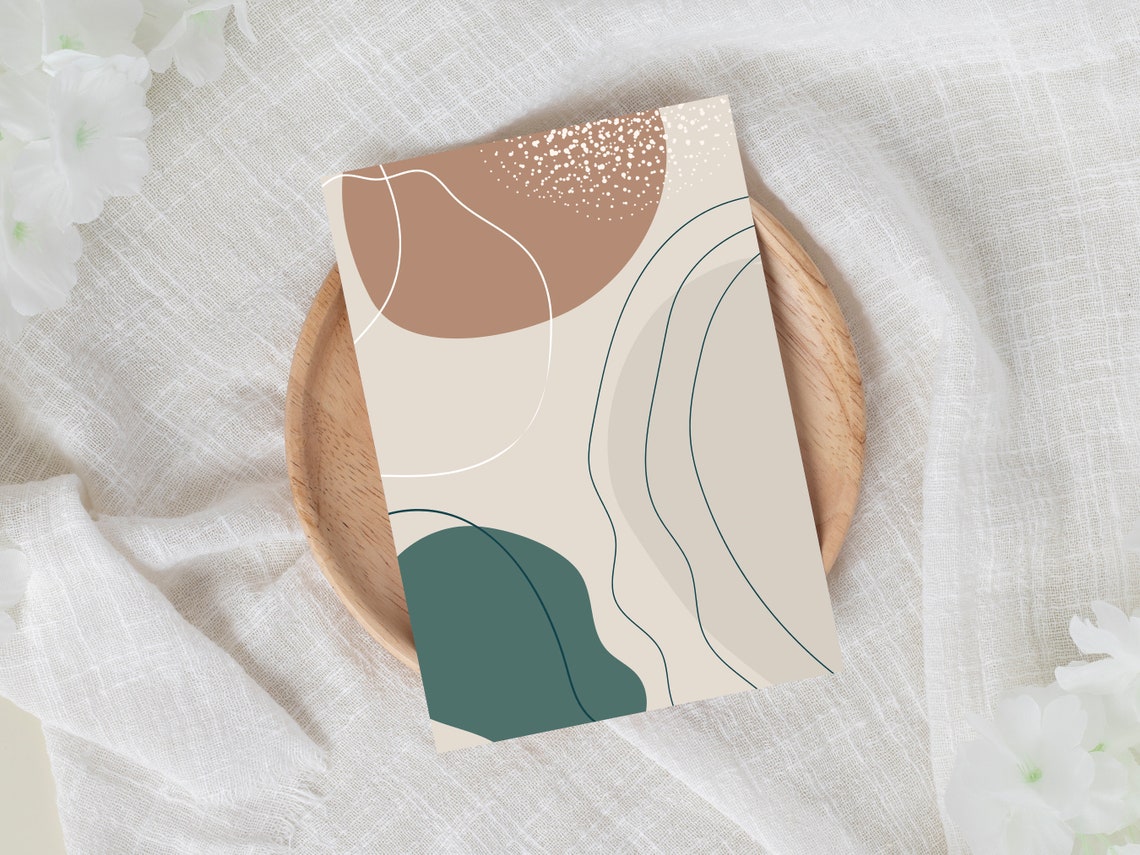 Printable Wall Art Abstract Shapes, Neutral Brown Green Abstract ...