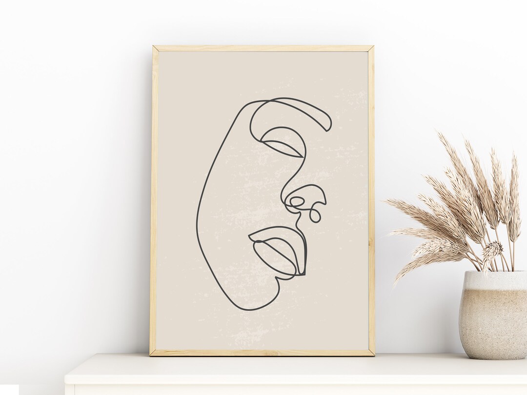 Abstract Female Face Print Printable One Line Drawing Feminine