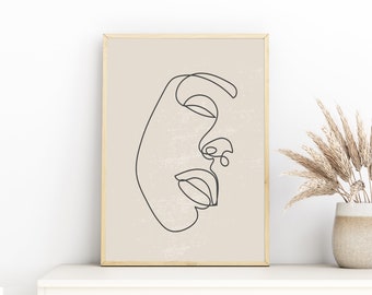 Abstract Female Face Print, Printable One Line Drawing, Feminine ...