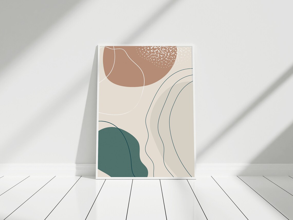 Printable Wall Art Abstract Shapes, Neutral Brown Green Abstract ...