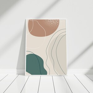 Printable Wall Art Abstract Shapes, Neutral Brown Green Abstract ...