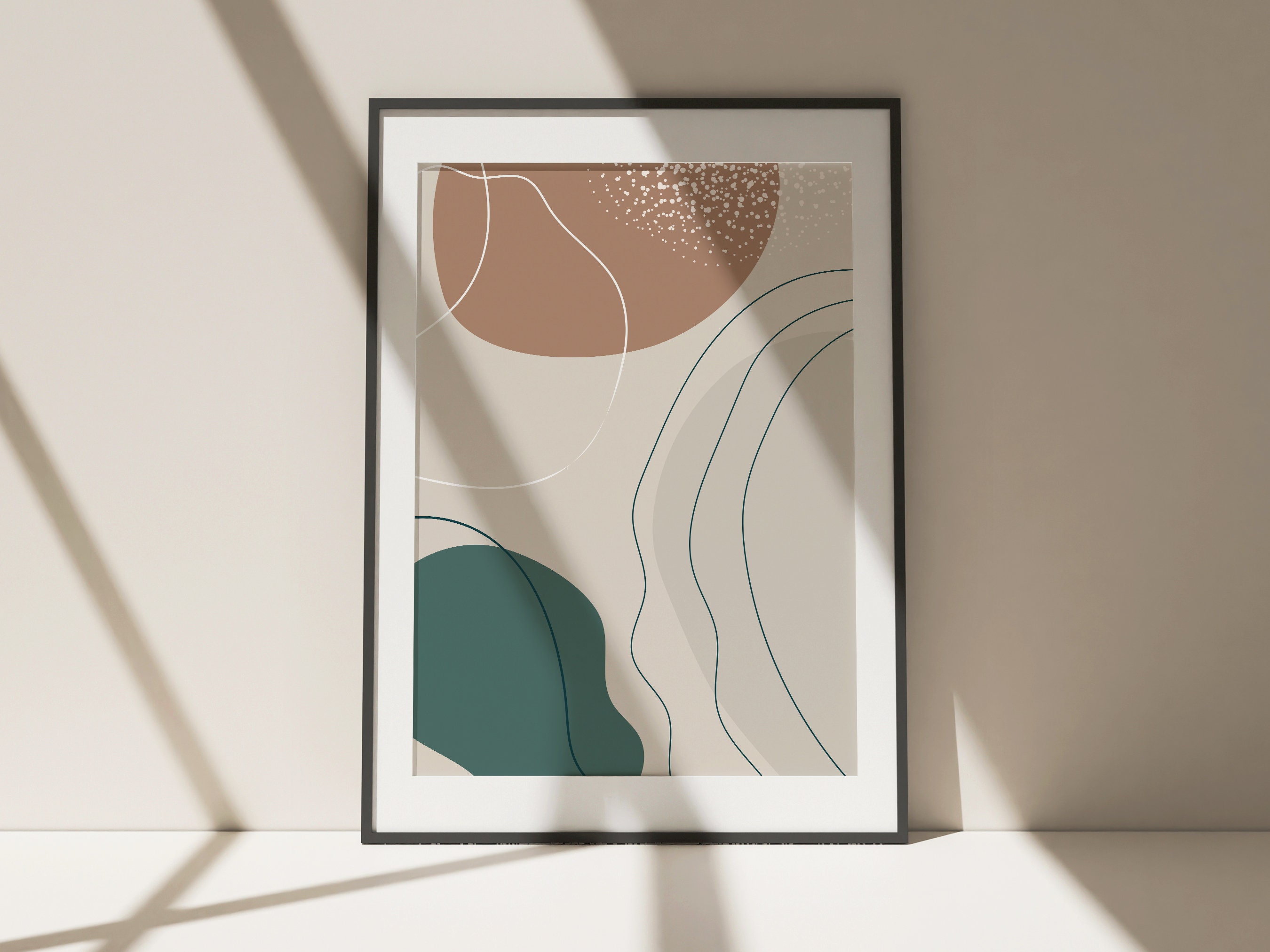 Printable Wall Art Abstract Shapes, Neutral Brown Green Abstract ...