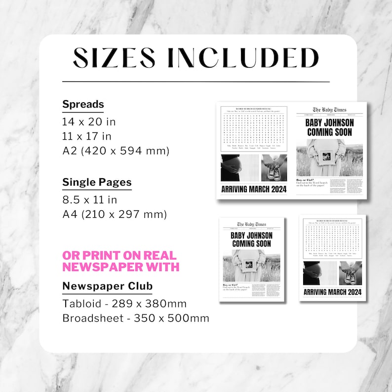Editable Newspaper Baby Announcement: Canva Template (digital Download ...
