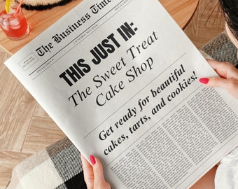 Canva Business Newspaper Template, Business Announcement Newspaper for ...