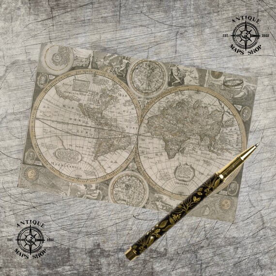 Postcard Bundle 5x Vintage Maps of the World | Etsy