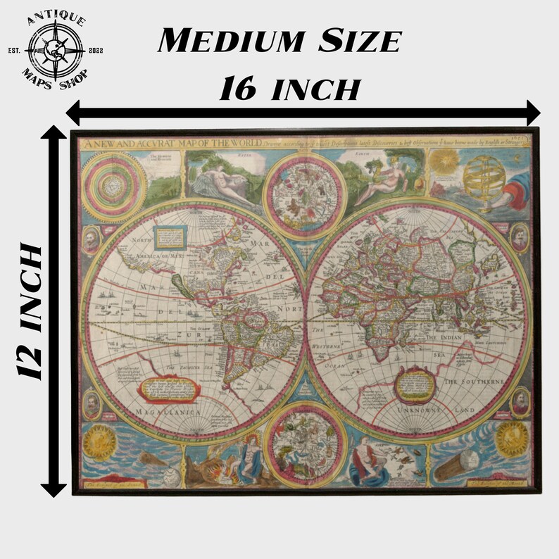 Vintage Map of the World 1662 Old Atlas Antique Poster - Etsy