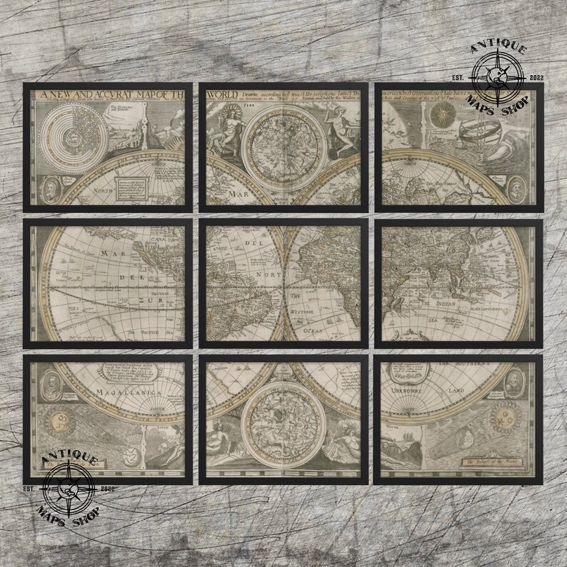 XXL Vintage Map of the World 1656 XXL Old Atlas Antique - Etsy