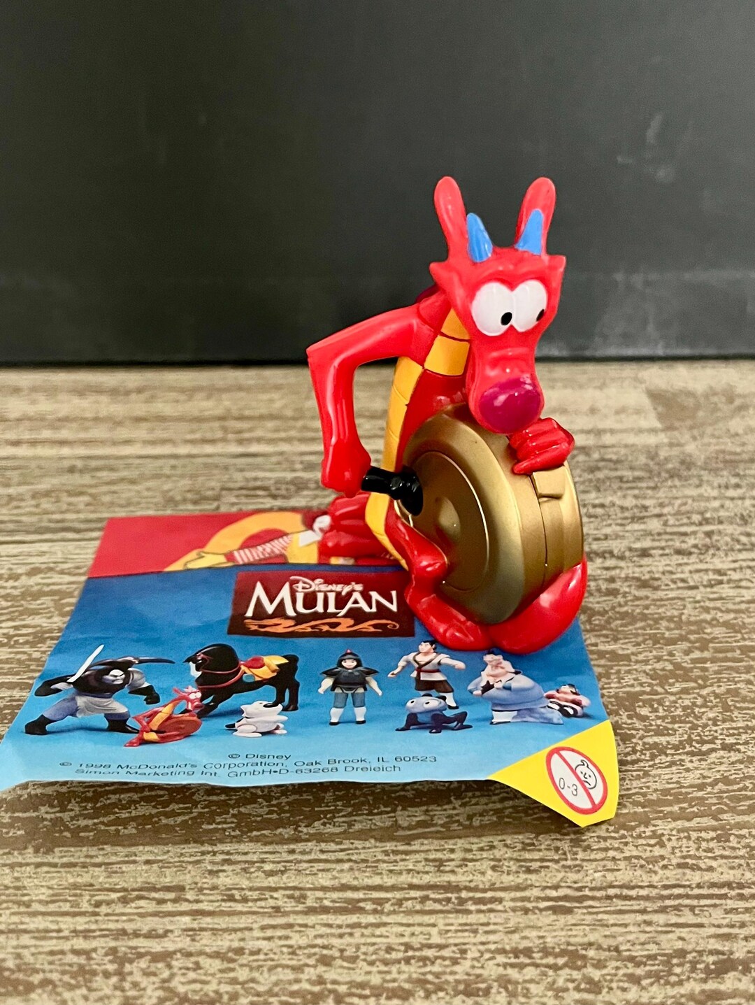 Vintage Disney Mushu Holding a Gong From Mulan Mcdonalds Happy Meal Toy ...