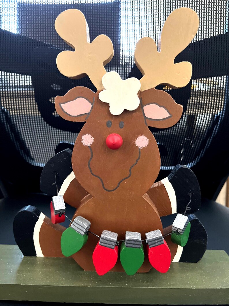 Handmade Rudolph the Red Nosed Reindeer Wooden Christmas Table Decor - Etsy