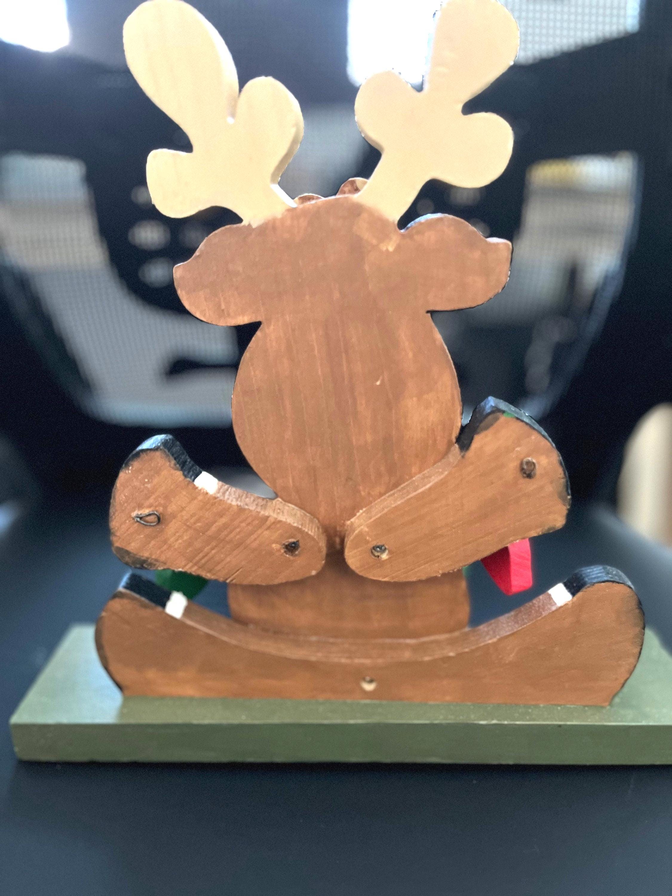 Handmade Rudolph the Red Nosed Reindeer Wooden Christmas Table Decor - Etsy