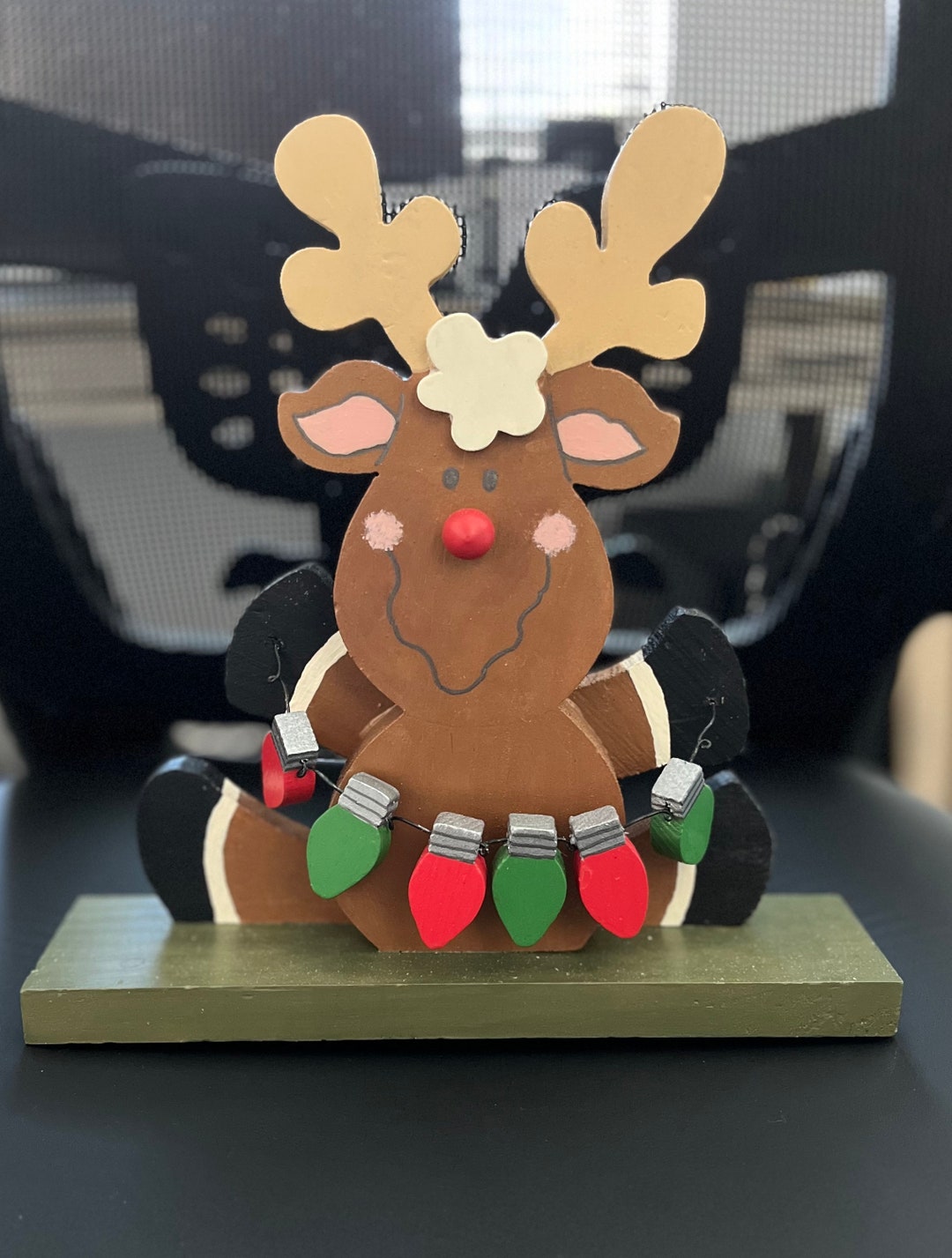 Handmade Rudolph the Red Nosed Reindeer Wooden Christmas Table Decor - Etsy