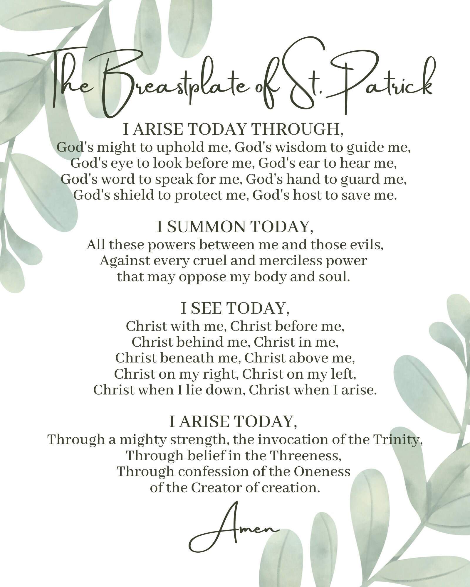 Breastplate of St. Patrick Printable Digital Download - Etsy