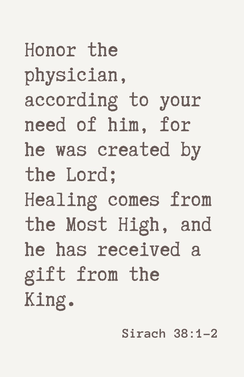 Sirach 38:1-2 Honor the Physician Digital Printable Download - Etsy