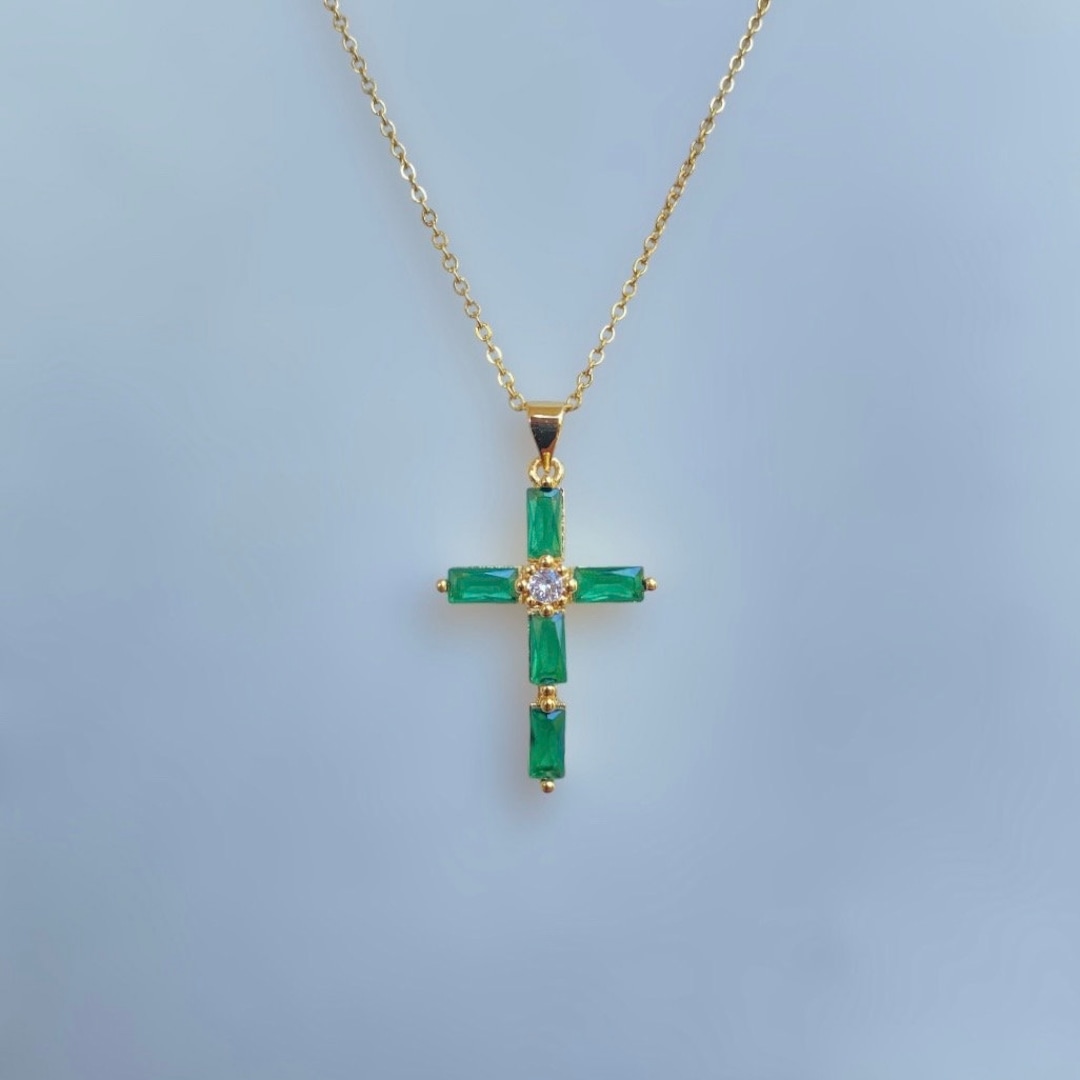 Emerald Cross Necklace for Women Unique Pendant for Women - Etsy
