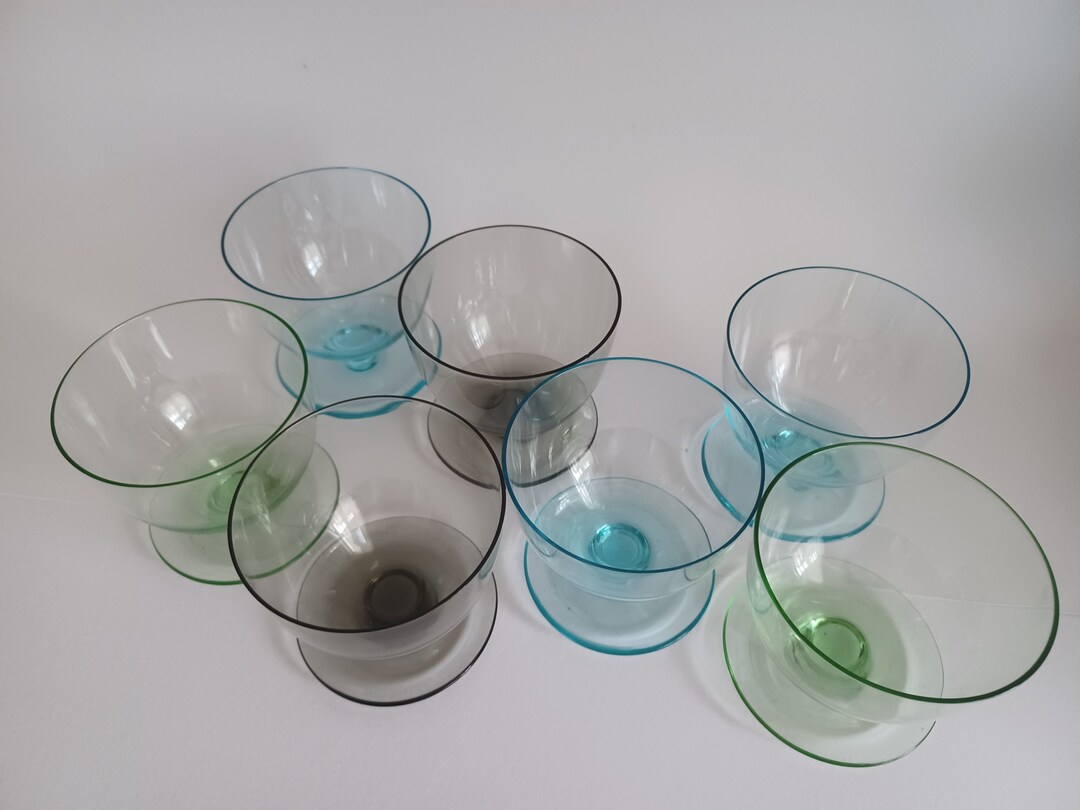 7 Vintage Colorful Glass Bowls Dessert Bowls Glass Art Richard Etsy