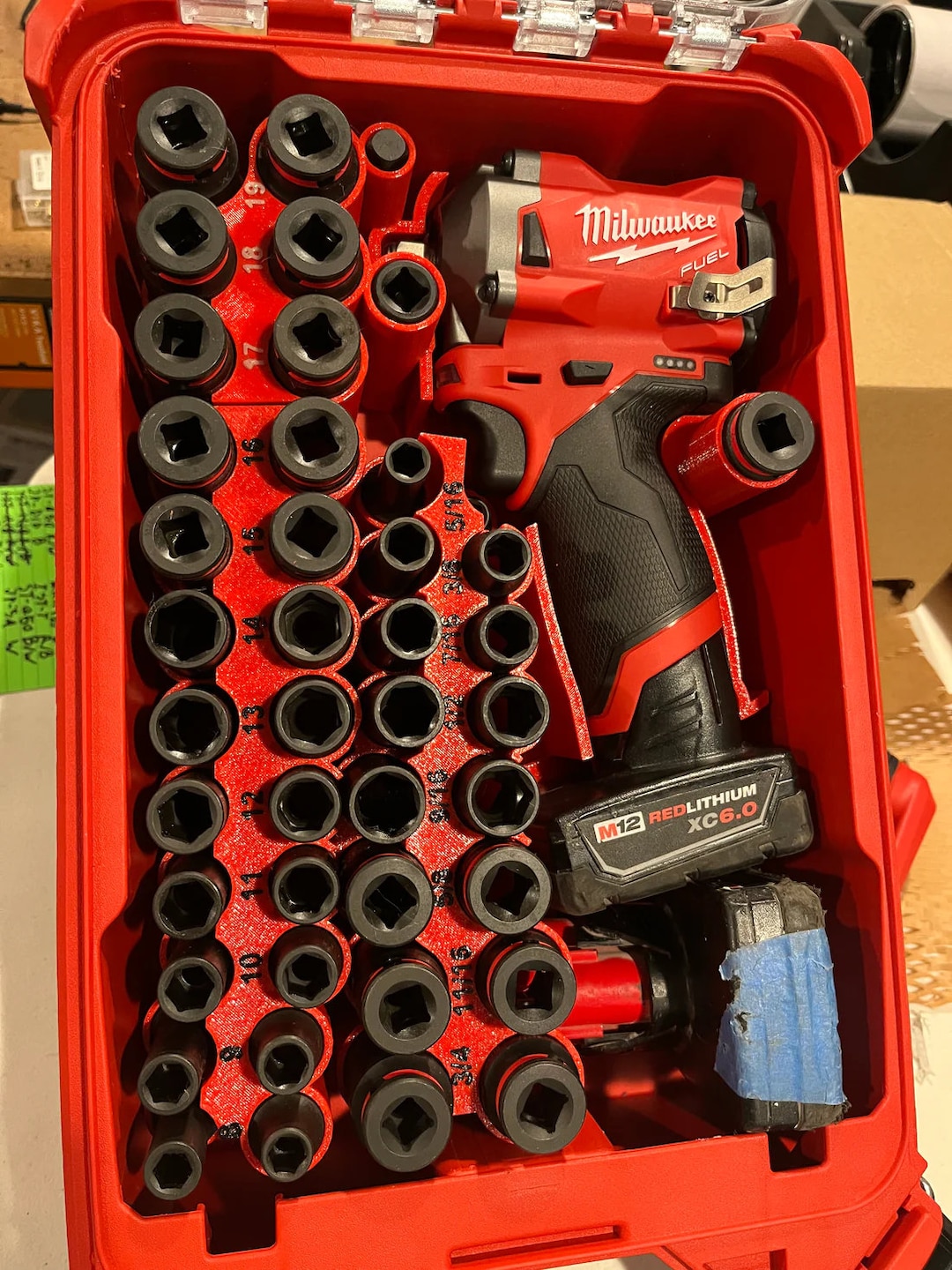 Packout Insert for M12 Stubby 3/8 Impact Wrench 43-piece Impact Socket ...