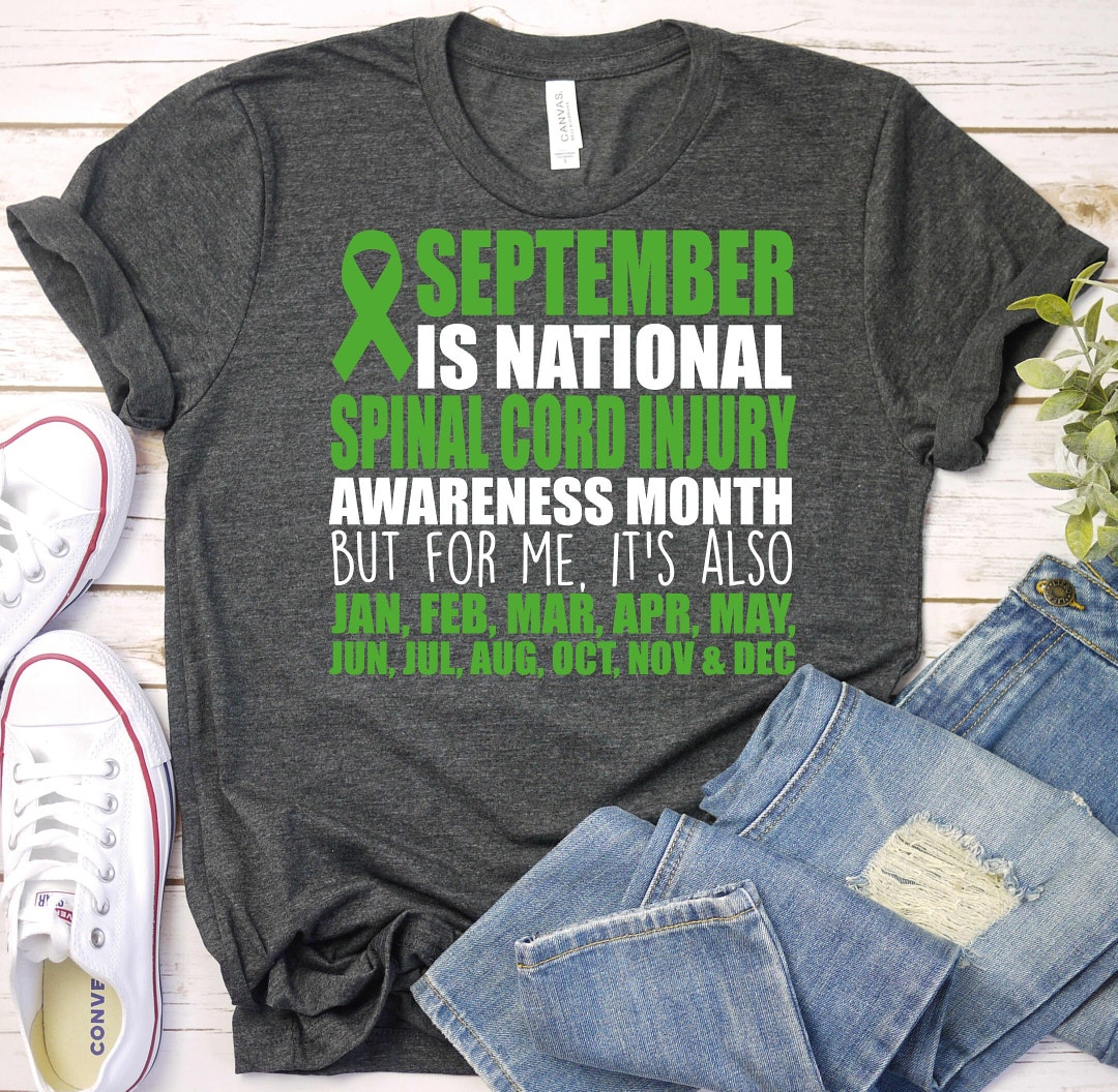 Spinal Cord Injury Awareness Shirt,spinal Cord Injury Green Ribbon Gift ...