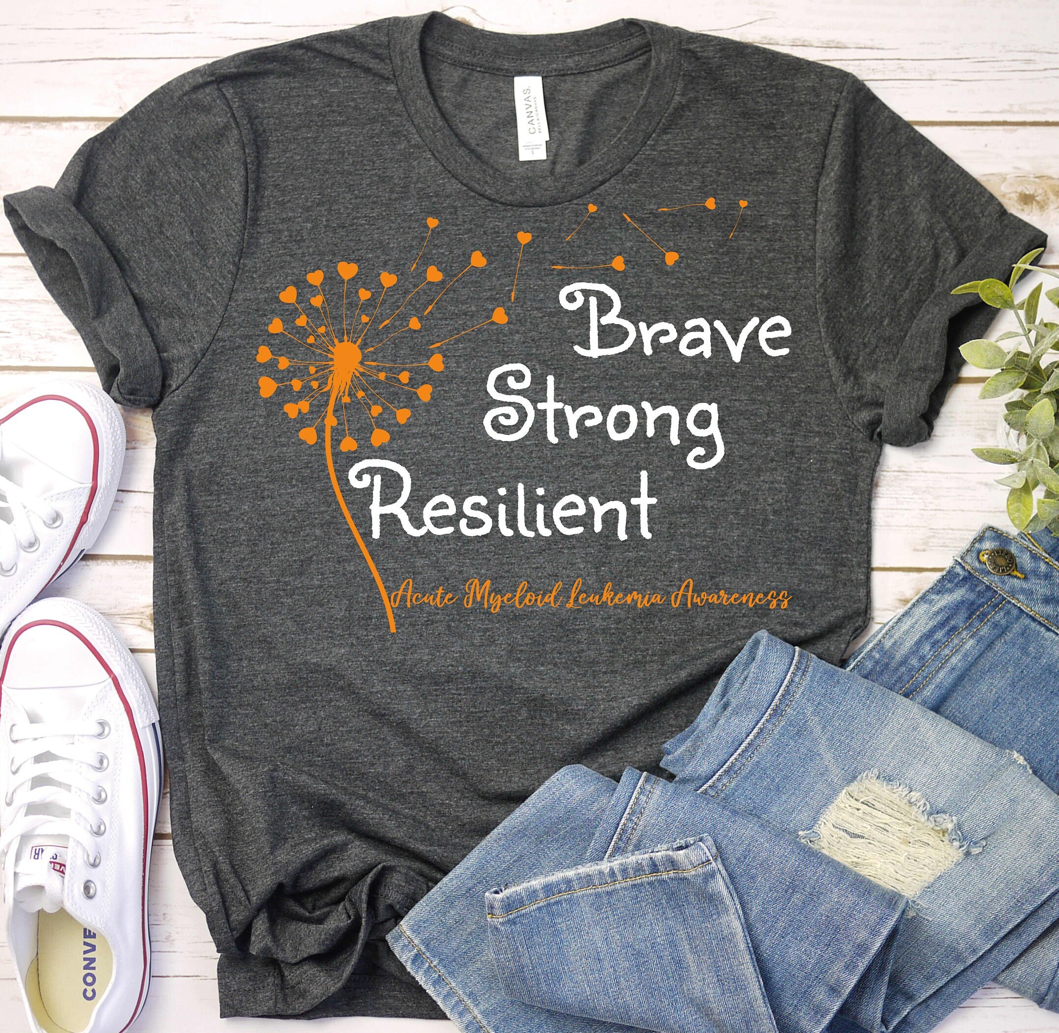 Acute Myeloid Leukemia Awareness Shirt,aml Leukemia Orange Ribbon Shirt ...