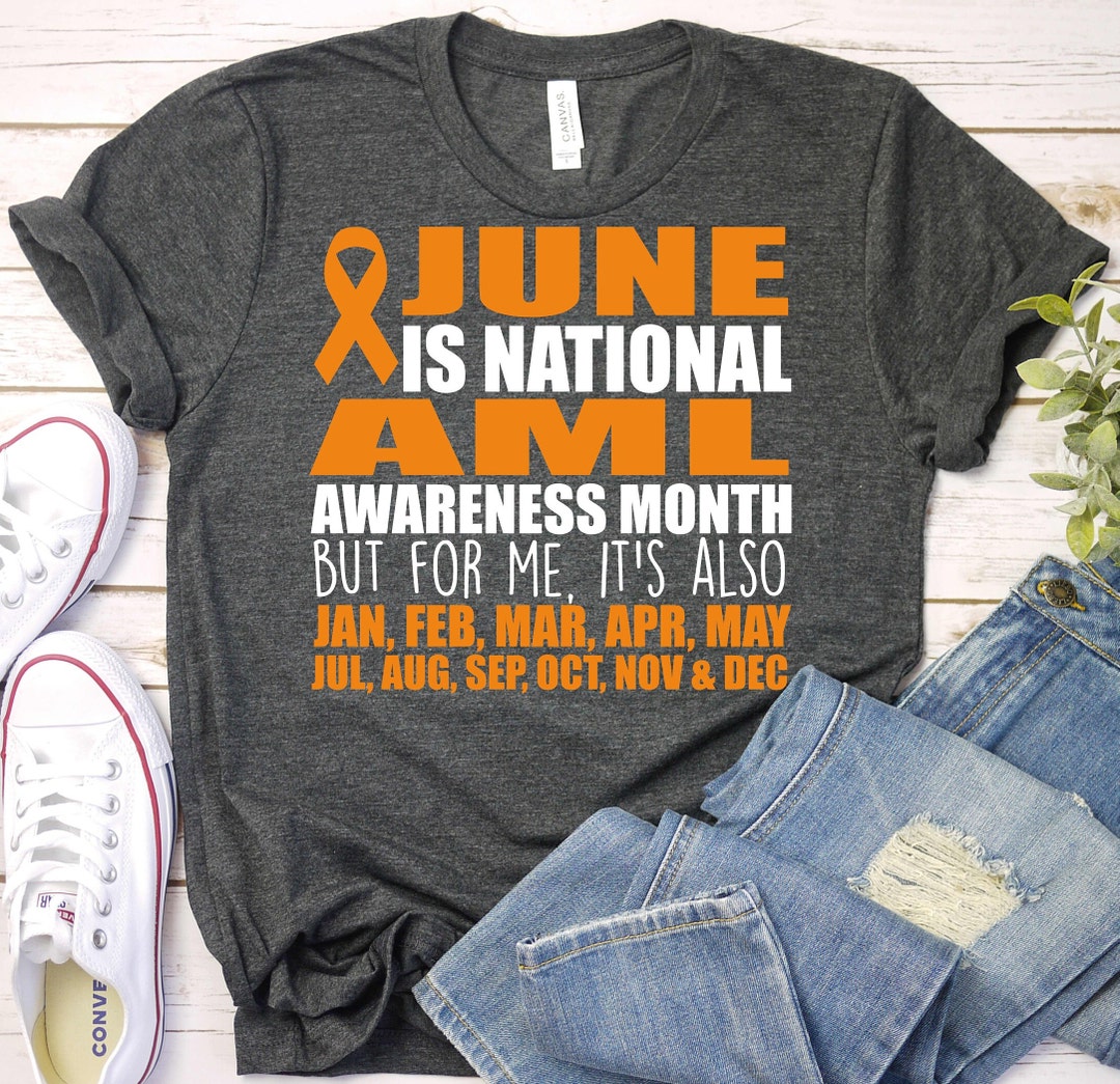 Acute Myeloid Leukemia Awareness Shirt,aml Leukemia Orange Ribbon Shirt ...