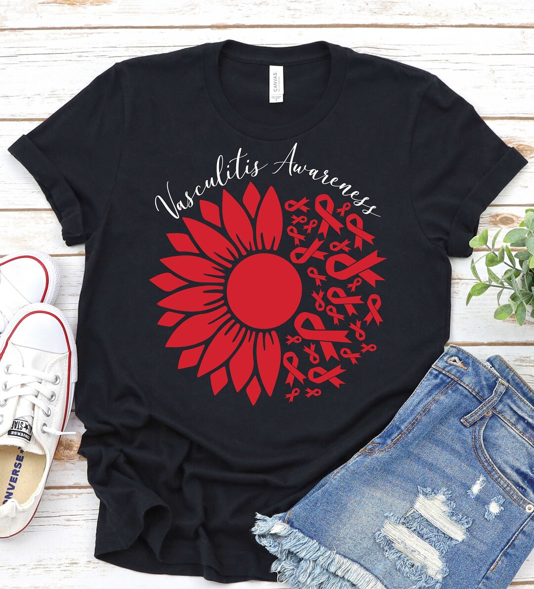 Vasculitis Awareness Shirt,vasculitis Red Ribbon Shirt,kawasaki Disease ...