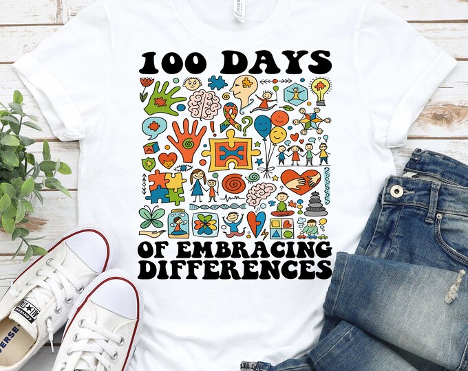 100 Days of Embracing Differences-special Education Teacher Shirt ...