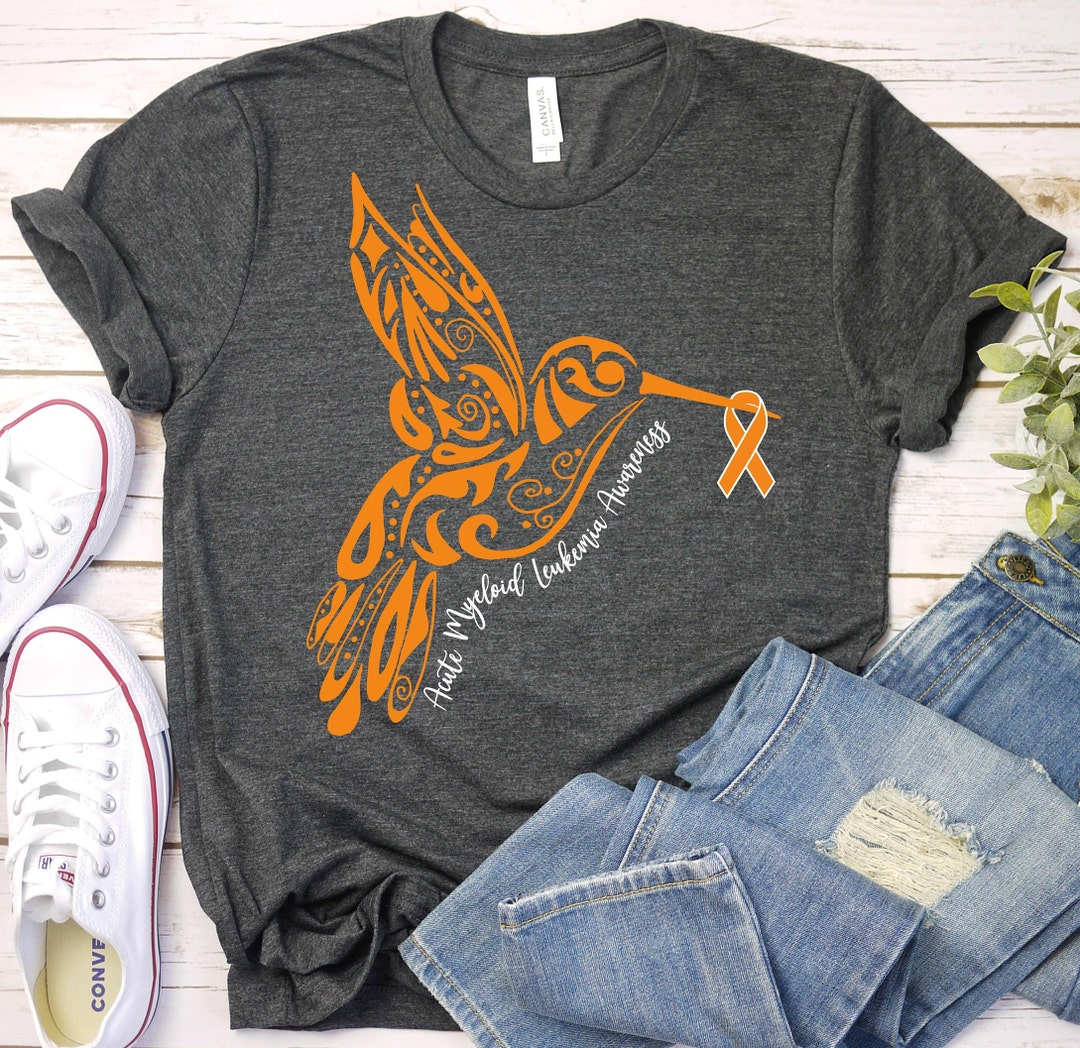 Acute Myeloid Leukemia Awareness Shirt,aml Leukemia Orange Ribbon Shirt ...
