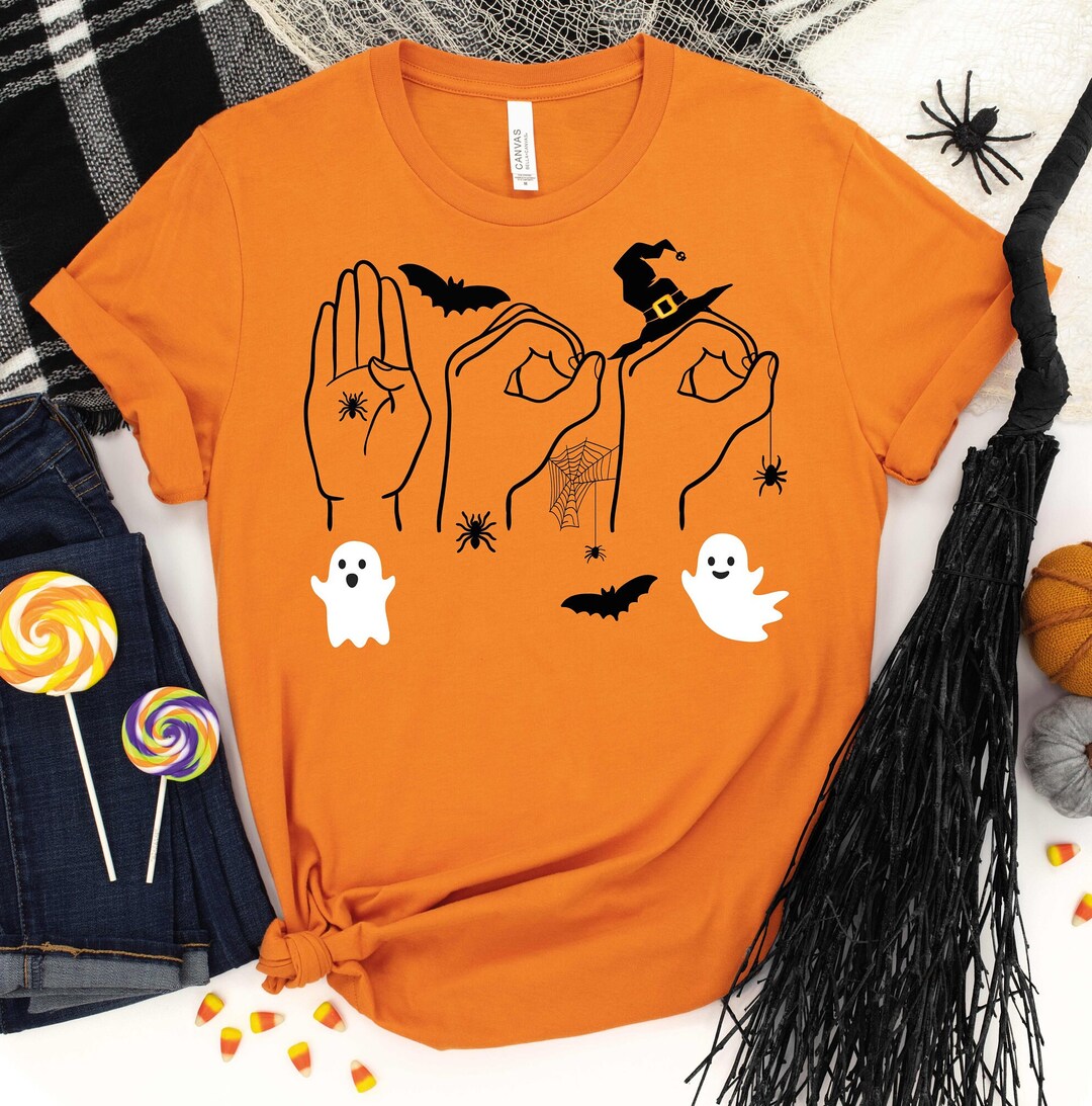 Halloween ASL Shirt,hand Sign Language, Deaf Pride Shirt, Sign Language ...