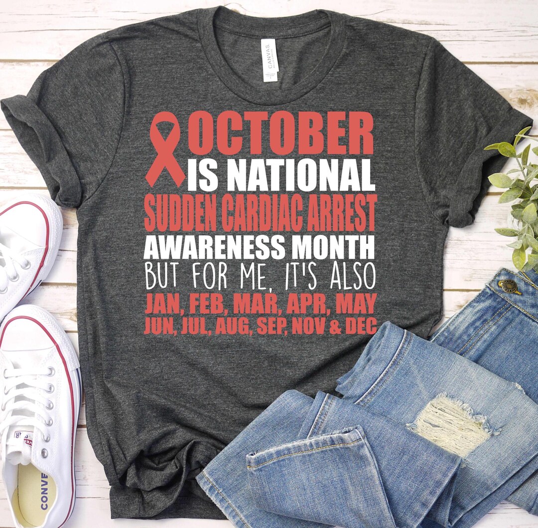 Sudden Cardiac Arrest Awareness Shirt,heart Disease Red Ribbon Shirt ...