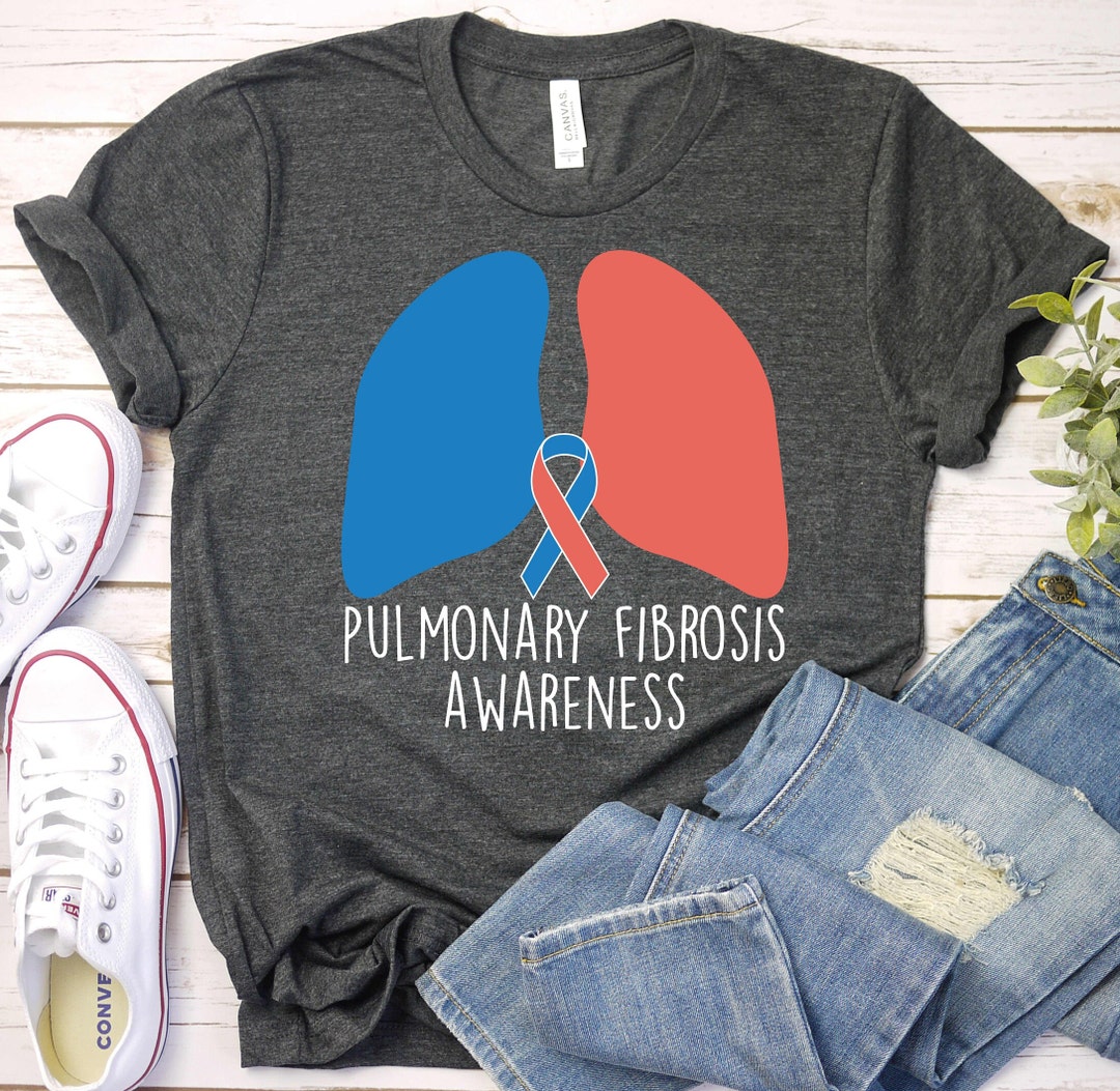 Pulmonary Fibrosis Awareness Shirt,pulmonary Fibrosis Red Blue Ribbon ...