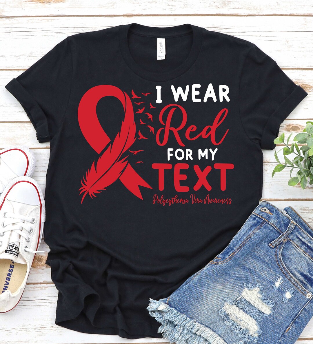 Polycythemia Vera Awareness Shirt,custom Polycythemia Vera Red Ribbon ...