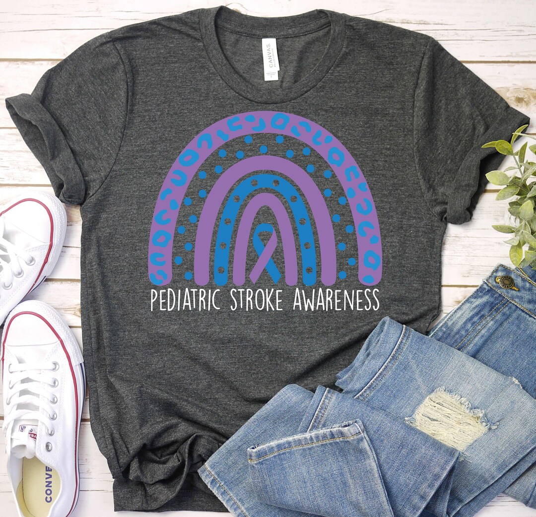 Pediatric Stroke Awareness Shirt,pediatric Stroke Purple & Blue Ribbon ...