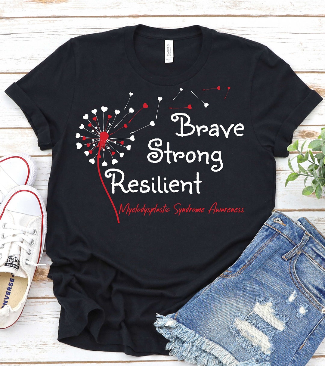Myelodysplastic Syndrome Awareness Shirt,mds Awareness Red White Ribbon ...